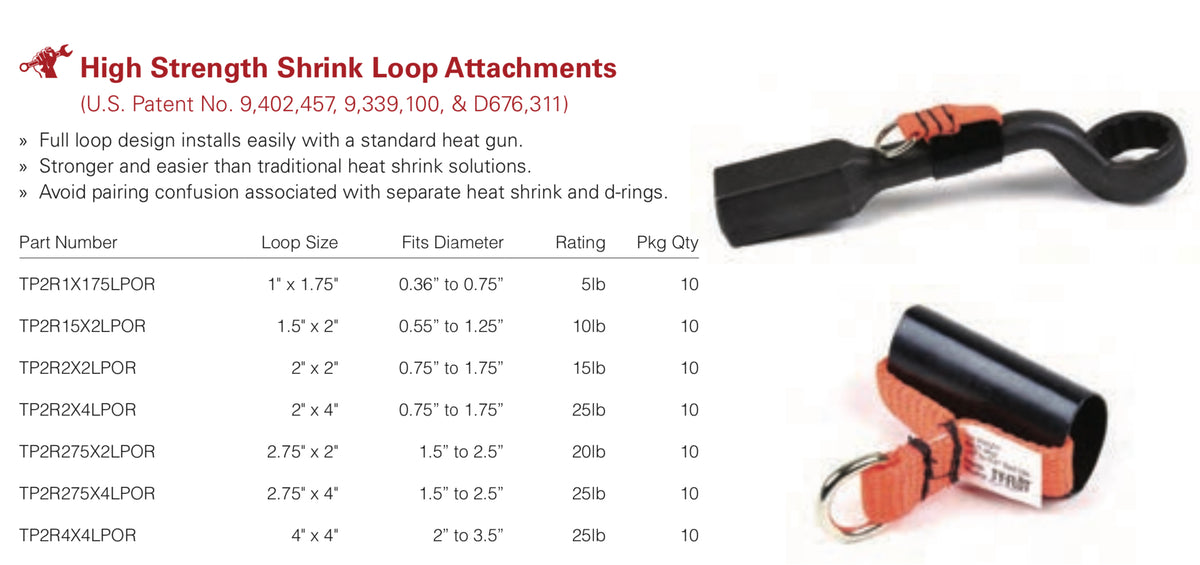 1 inch x 1.75 inch High Strength Shrink Loops 10/pkg. – Energy Safety ...
