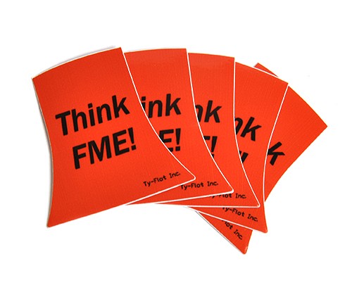 Orange "Think FME" Tower Stickers (50/pkg) – Energy Safety Supply